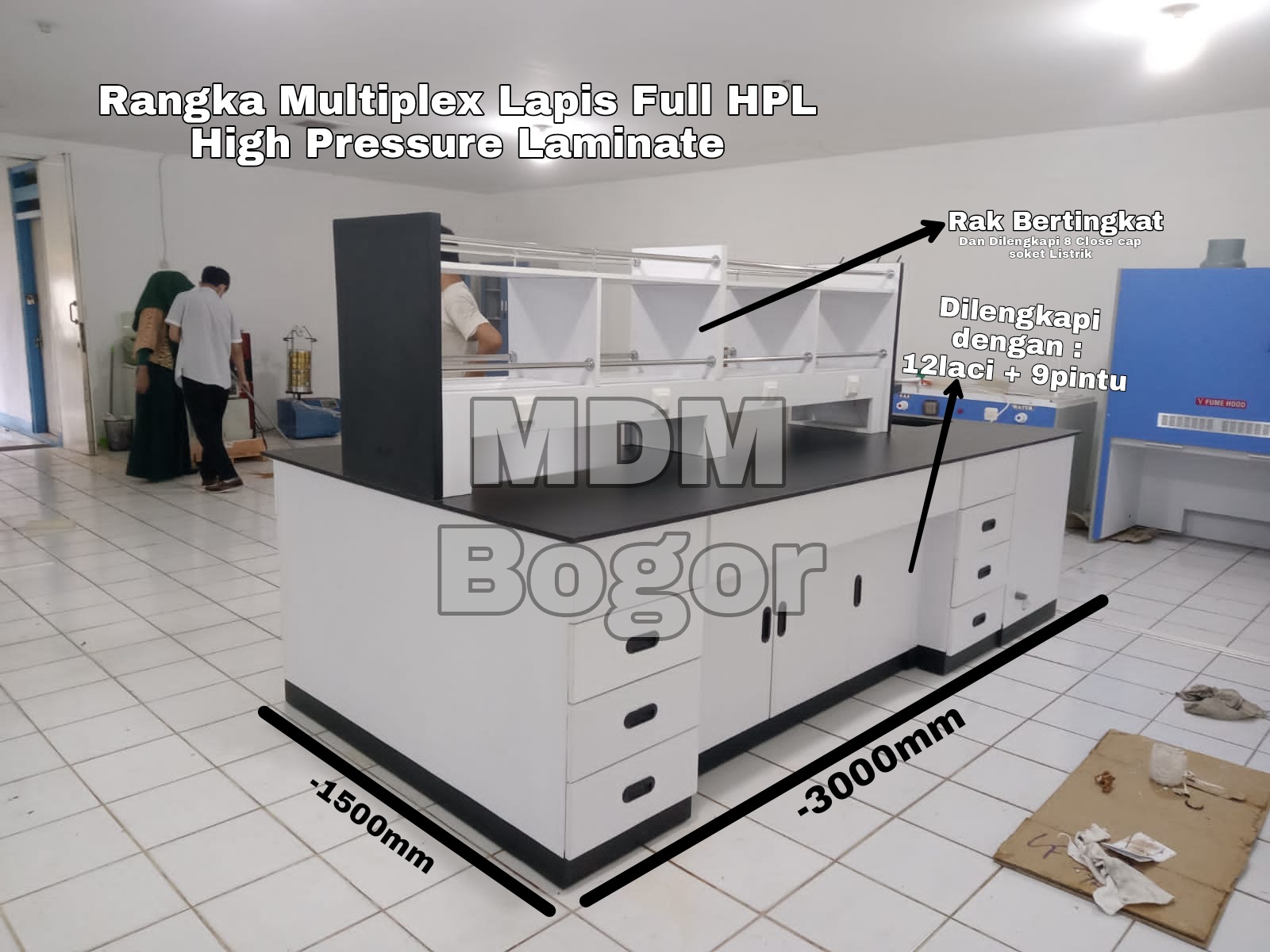 Meja Island Bench Laboratorium 1500x3000mm | mandiri-makmur.com