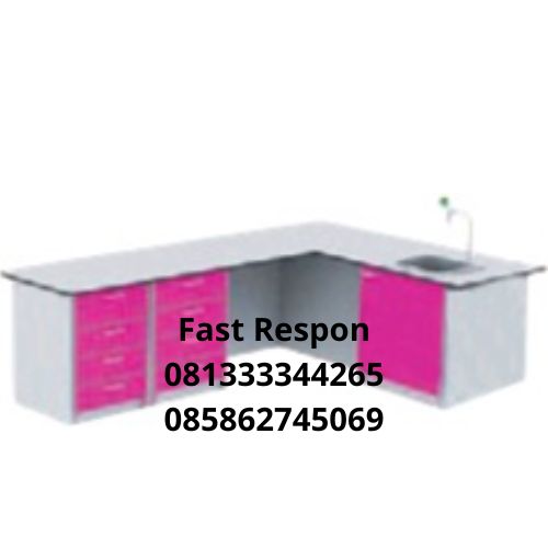 Meja Lab Corner Bench 200×140 Keramik + Saluran Air | mandiri-makmur.com